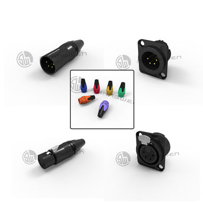 Black Small Power XLR Connector Waterproof IP65 Connector 3 Pin Male Plug