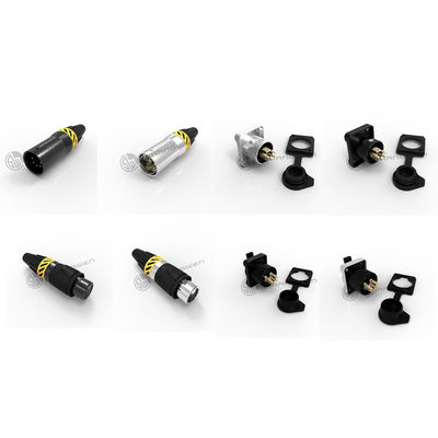 Black Small Power XLR Connector Waterproof IP65 Connector 3 Pin Male Plug