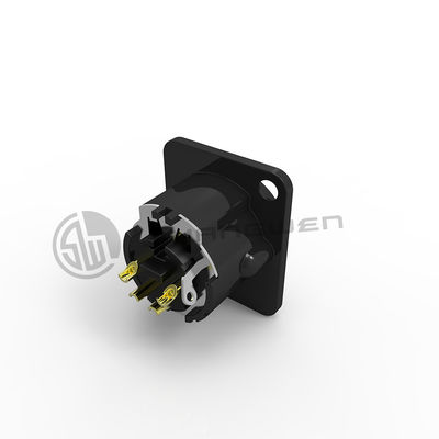 Black Small Power XLR Connector Waterproof IP65 Connector 3 Pin Male Plug