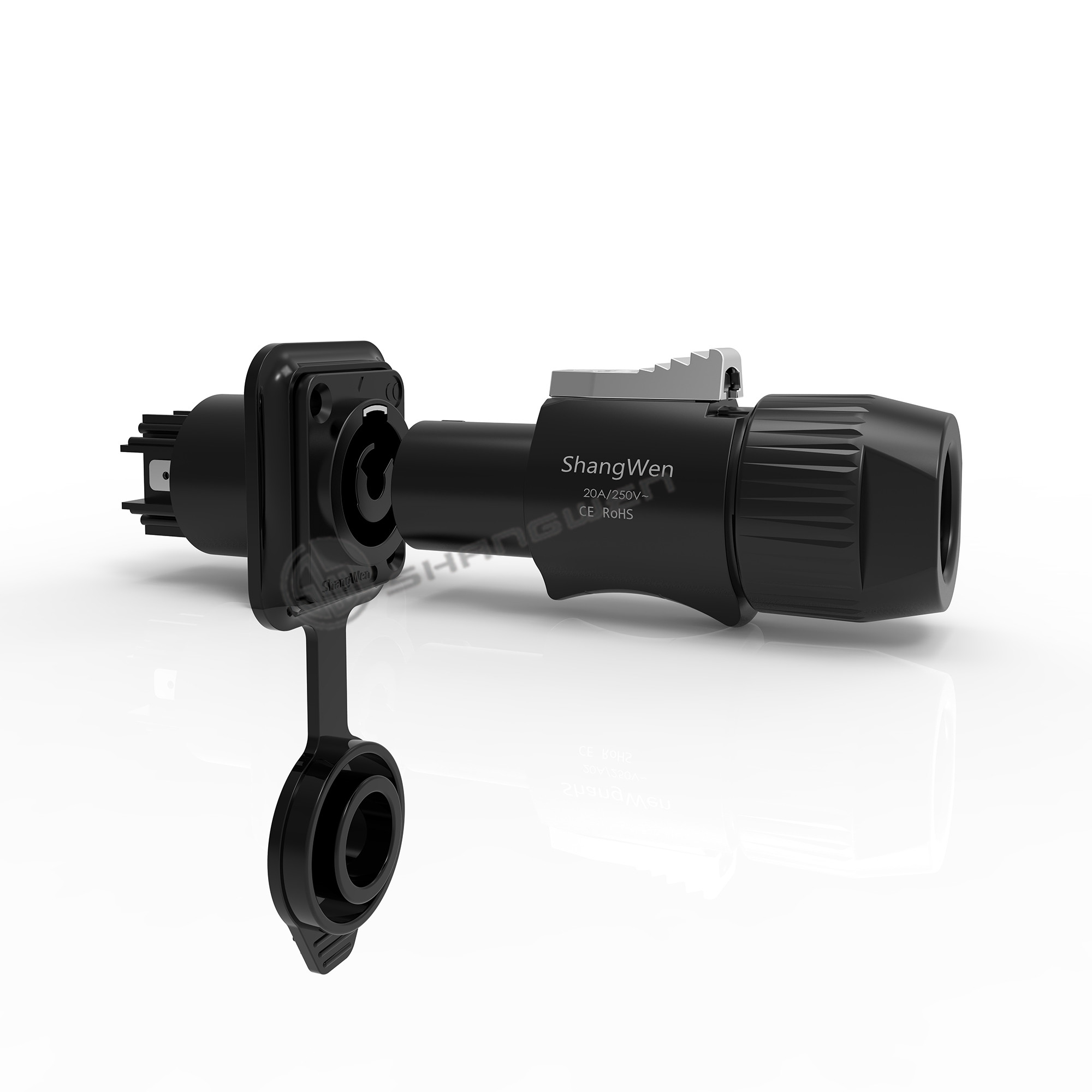 Male 3 Pin Waterproof Power Connector Outdoor With Black Output