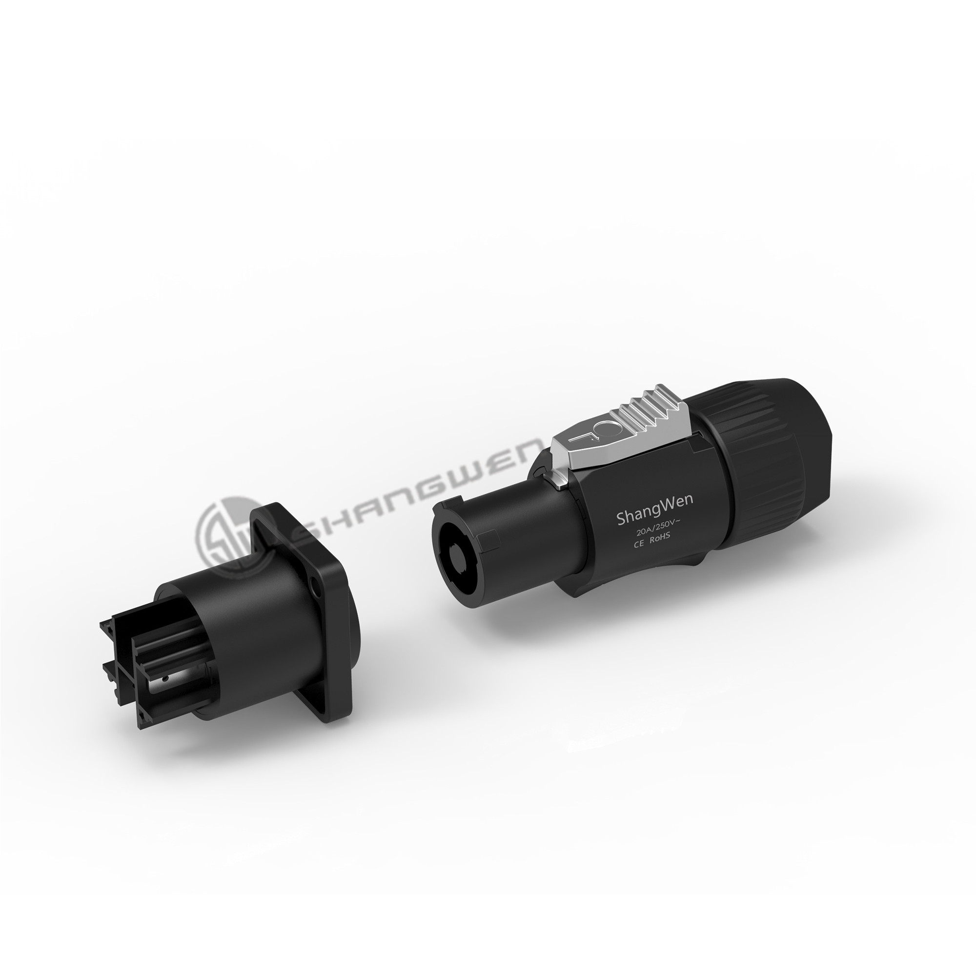 Male 3 Pin Waterproof Power Connector Outdoor With Black Output