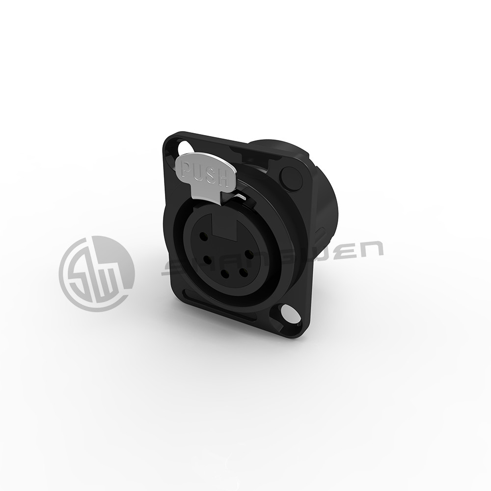 Ip40 XLR Connector Mini Connector 5 Pin Female Socket For Audio