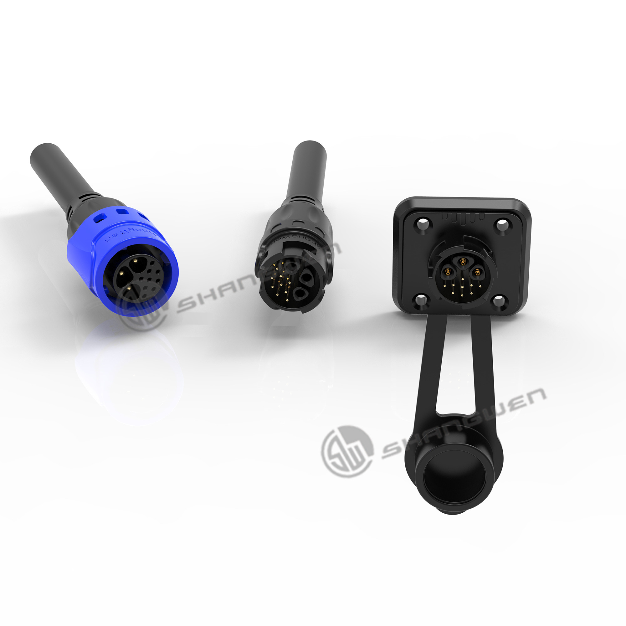 M19 Connector 3 Holes 9 Pin Male Connector Plug Signal power integrated