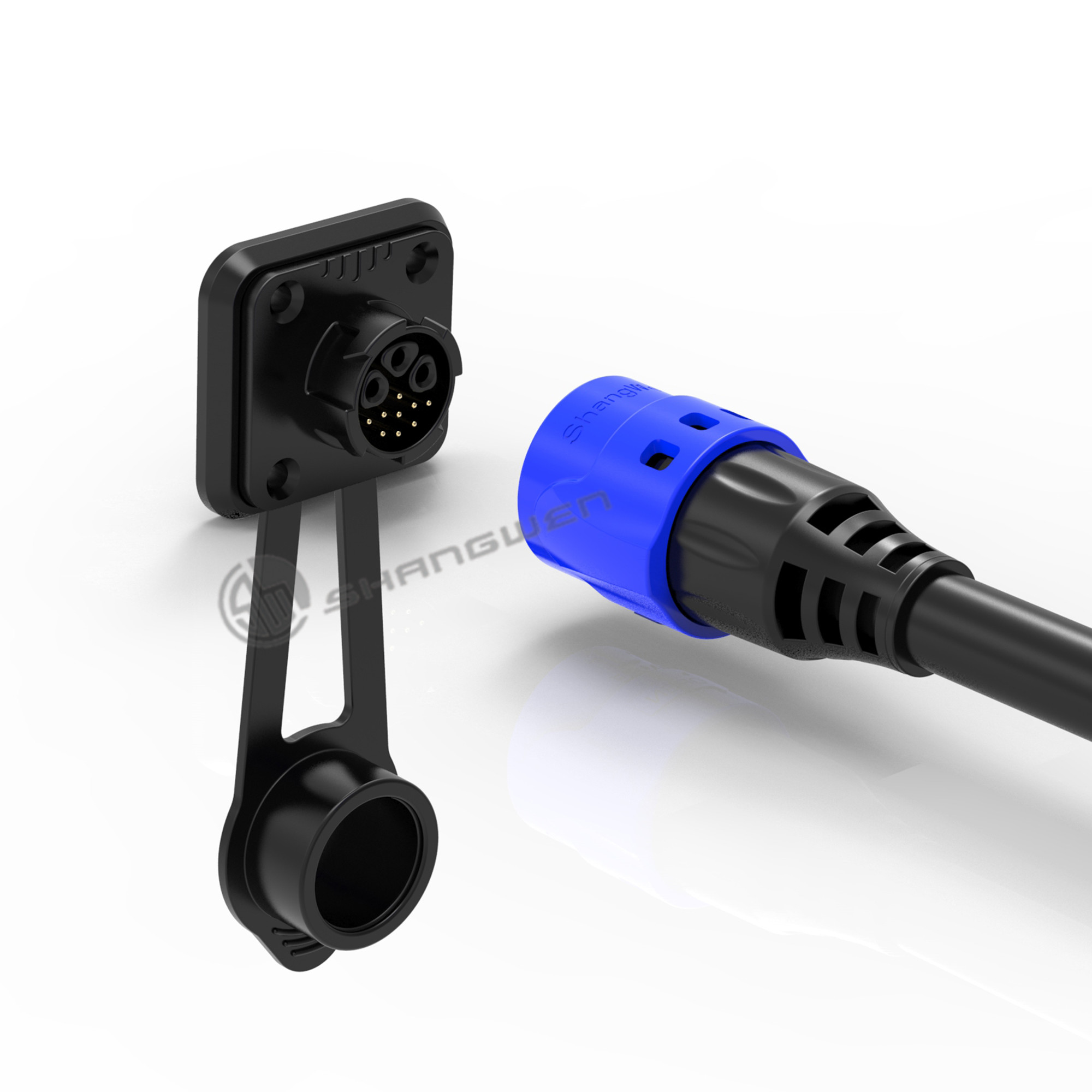 M19 Connector 3 Holes 9 Pin Male Connector Plug Signal power integrated