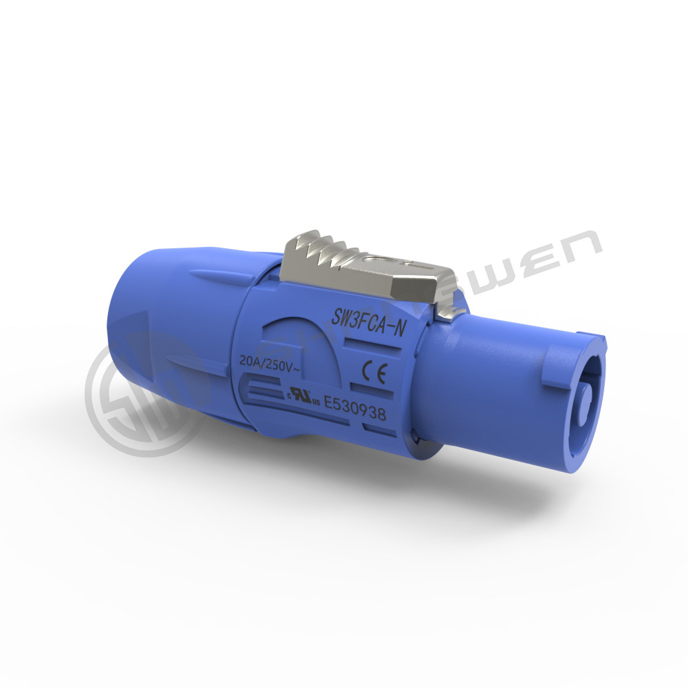Blue Cu Power connector Plug / Circular Plug Socket Female IP44 Screw ...