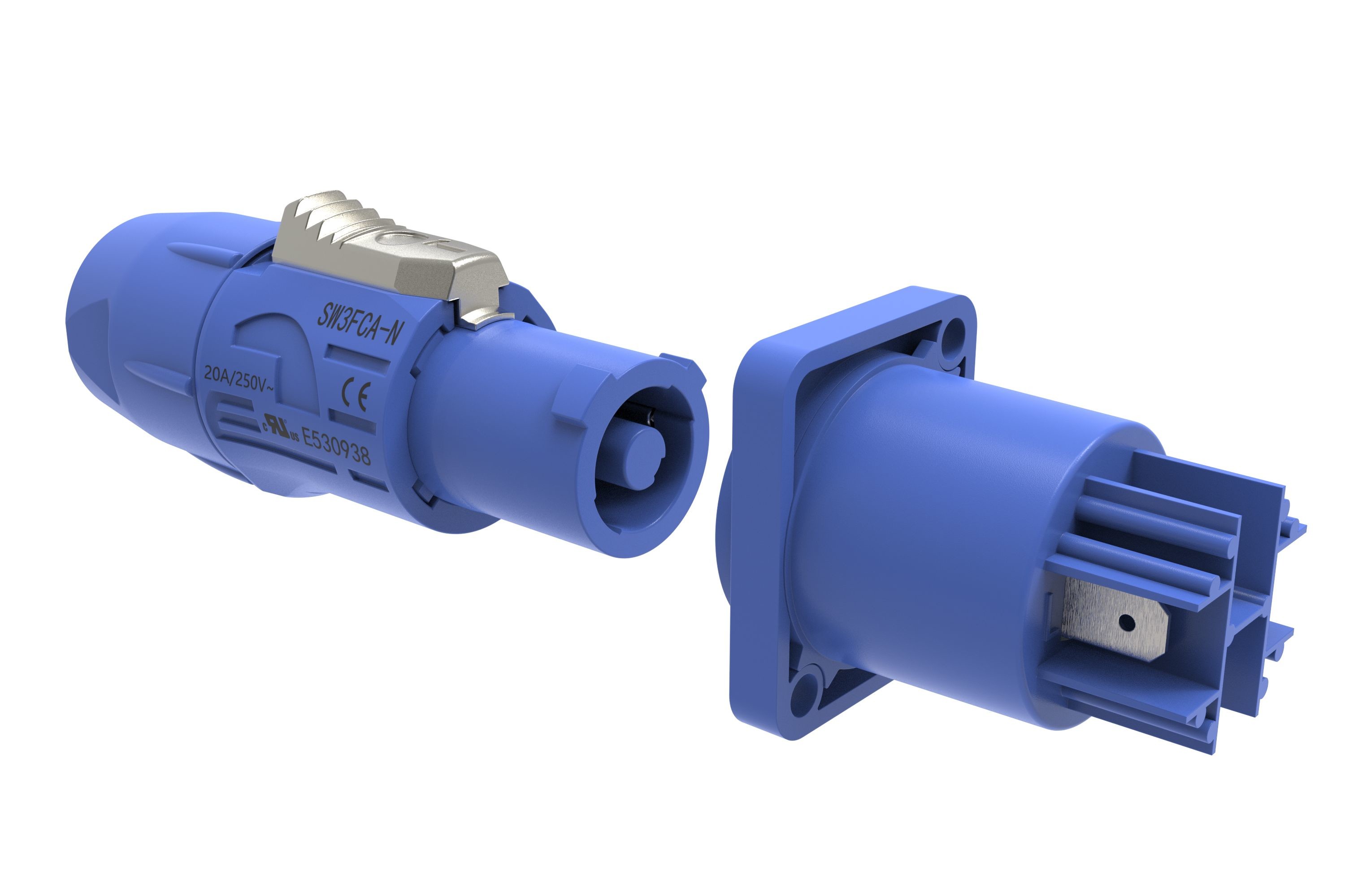 IP44 3pin indoor Circular powercon male socket Blue Connector for LED ...