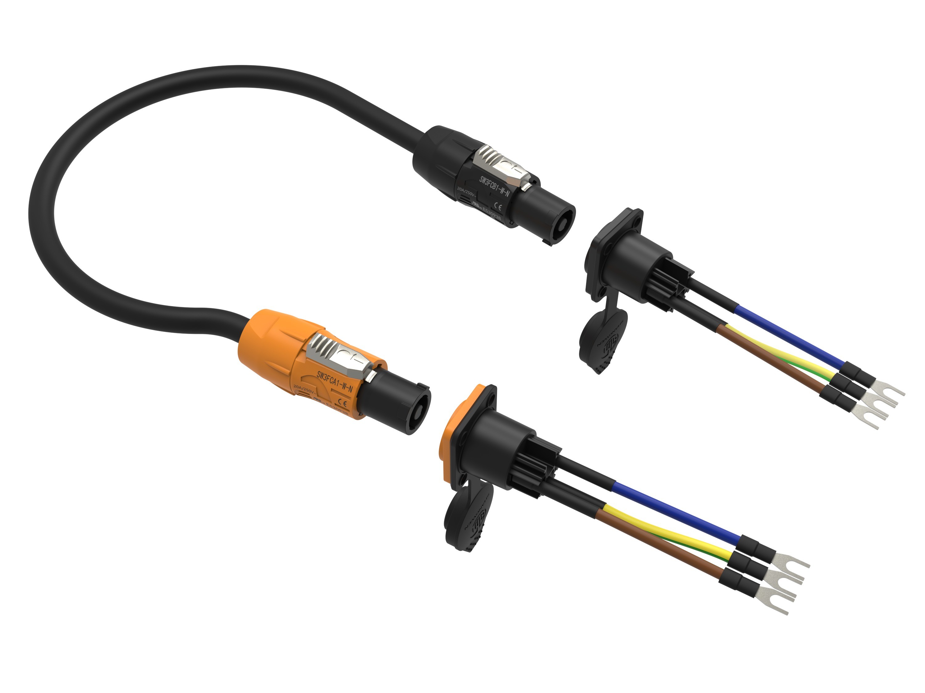 Outdoor Use Yellow 3-Pin Female Power Connector Secure Locking ...