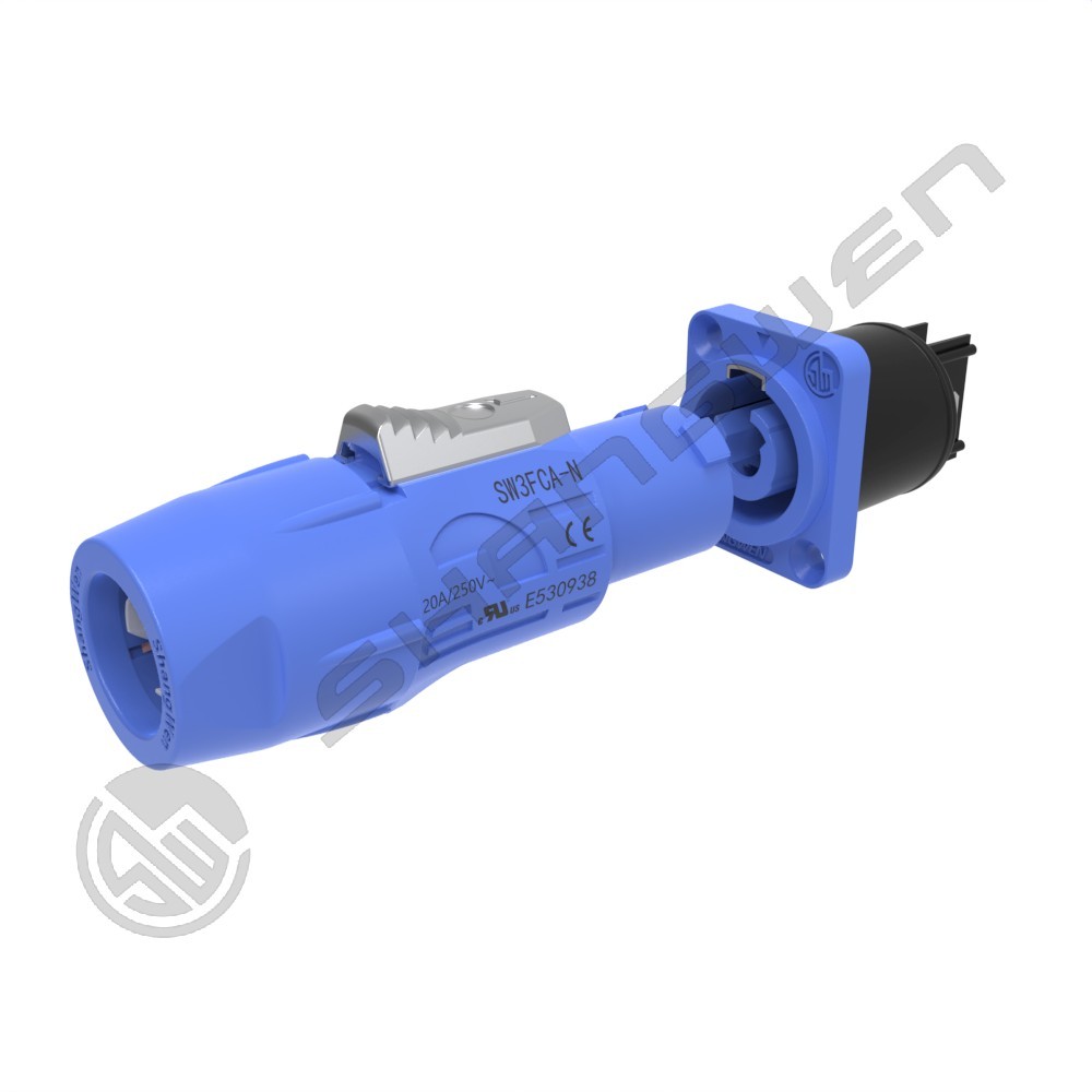 IP44 3pin indoor Circular powercon male socket Blue Connector for LED ...
